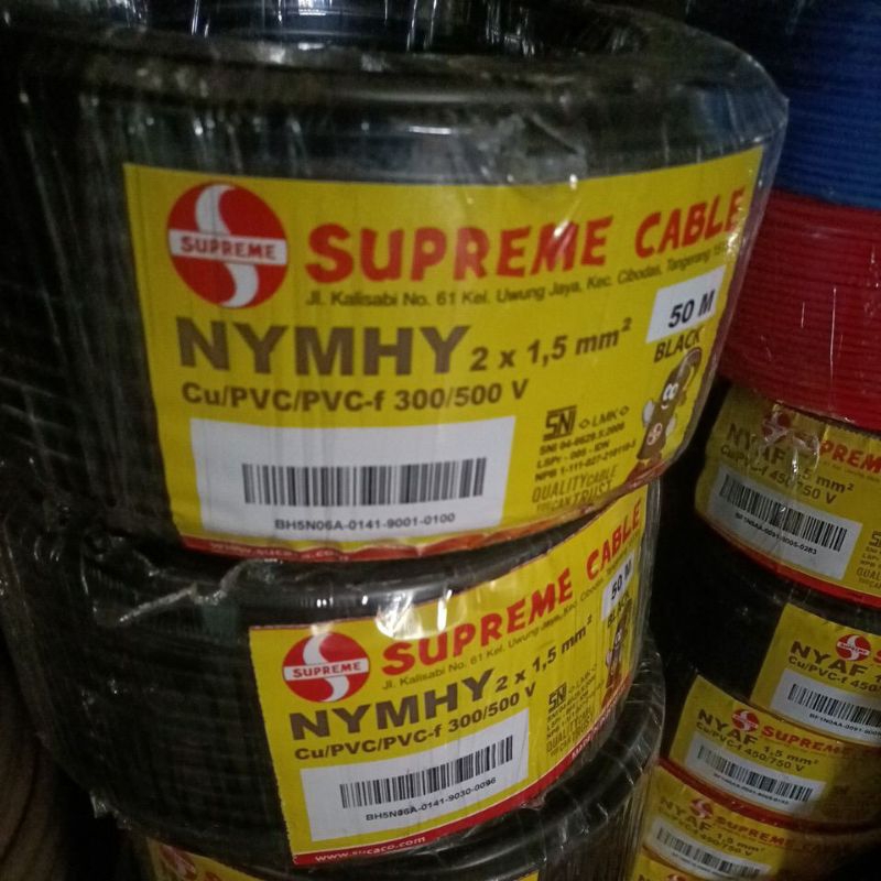 Jual KABEL NYMHY 2X1.5 SERABUT HITEM SUPREME 50METER | Shopee Indonesia