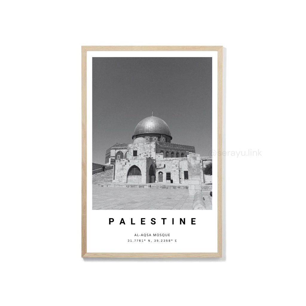 Jual Hiasan Dinding Poster Masjid Al-Aqsa Palestine Plus Bingkai Kayu ...