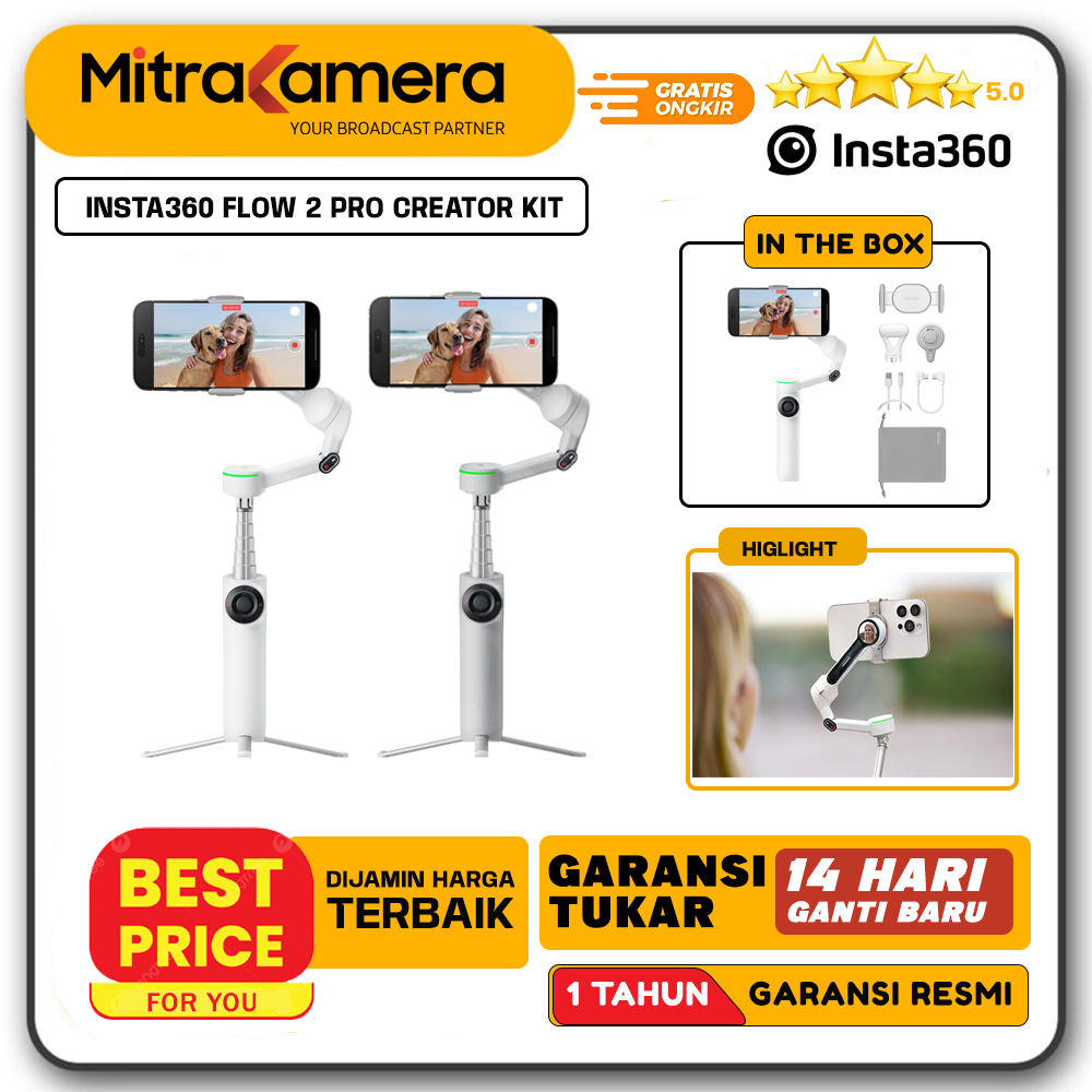Jual Insta360 Flow 2 Pro Smartphone Gimbal Stabilizer Creator Kit ...