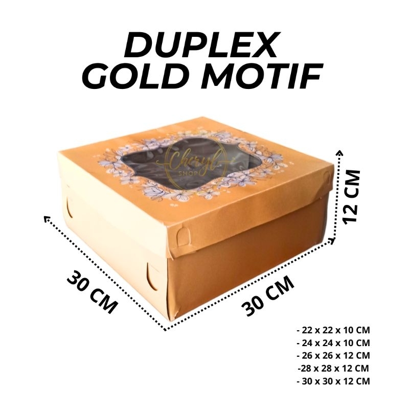 Jual (10 PCS) DOS / DUS KUE DUPLEX GOLD MOTIF TUTUP PISAH TINGGI 10 CM ...