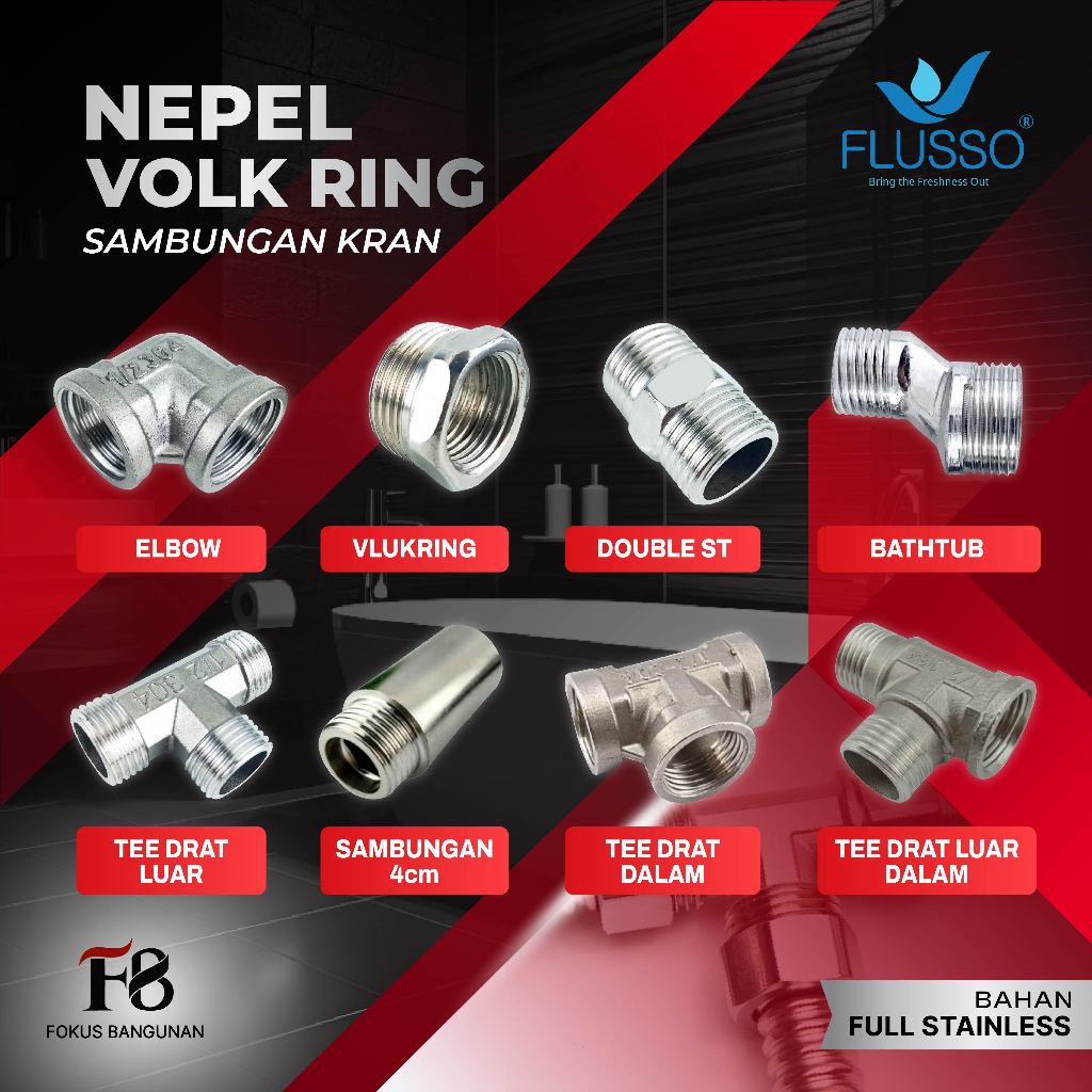 Jual Nepel Volk Ring 3/4" M x 1/2" Sambungan Sok Keran Kran Nepel ...