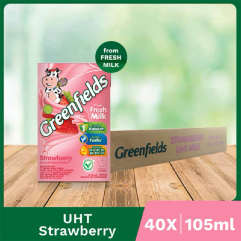 Jual SUSU GREENFIELD UHT STRAWBERRY 40X105 ML | Shopee Indonesia