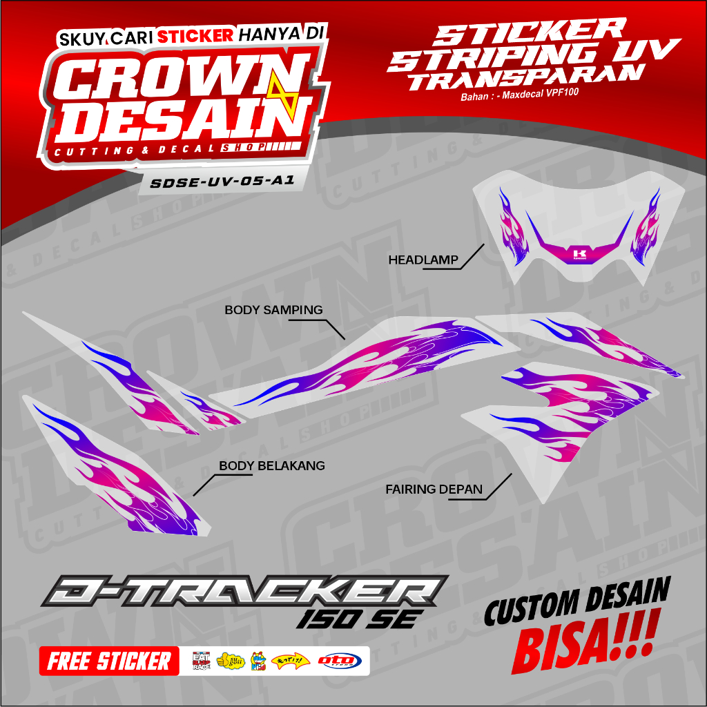 Jual Striping Kawasaki D-Tracker 150 SE New Striping Api Transparan D ...