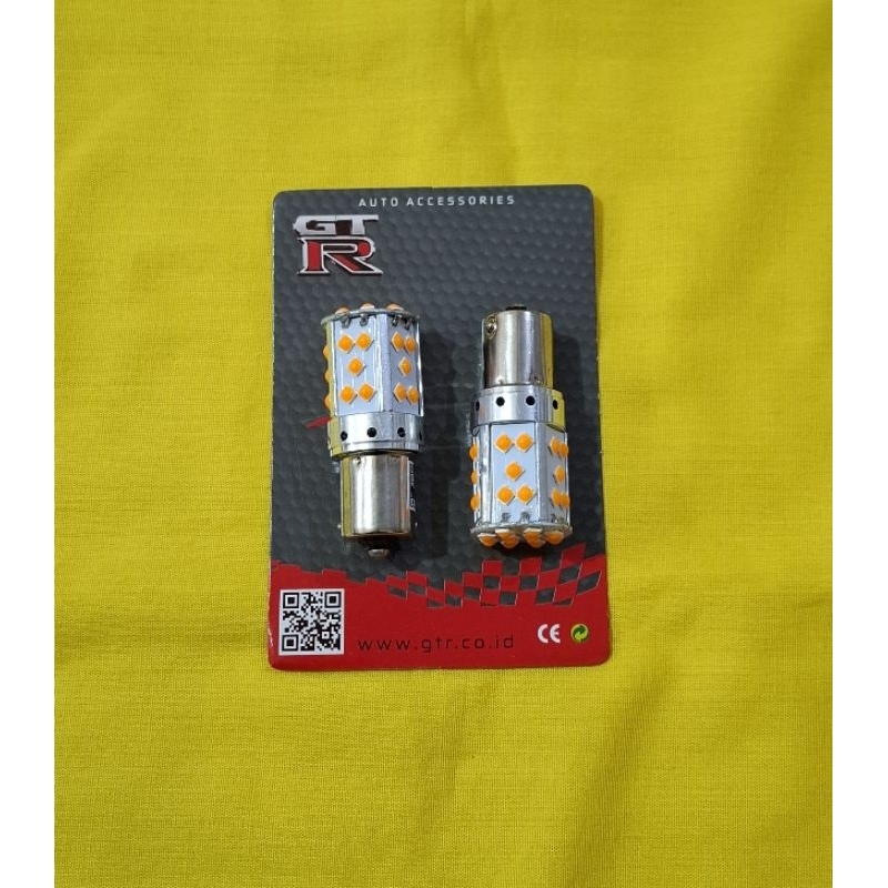 Jual Led Sein Super Terang Super Bright 35 SMD S25 Ulir BAU15s Kuning ...