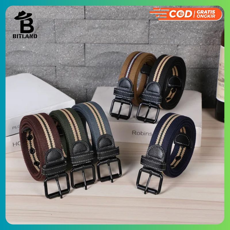 Jual BITLAND Ikat Pinggang Canvas Katun Pria Wanita Sabuk Model Tusuk ...