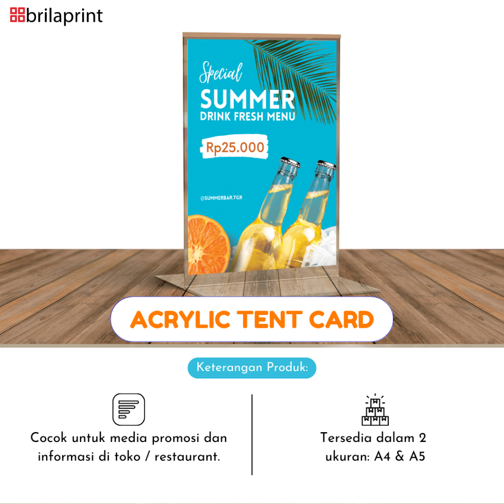 Jual ACRYLIC TENT CARD A4 / A5 - TIPE T | Shopee Indonesia