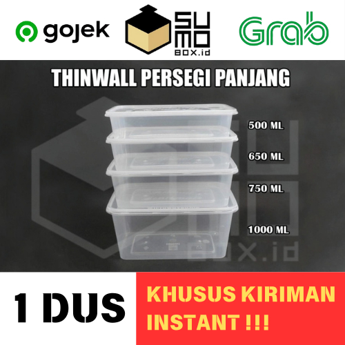 Jual [1 DUS] Thinwall Rectangle Persegi Panjang 200ml 250ml 300ml 500ml 650ml 750ml 1000ml Box ...