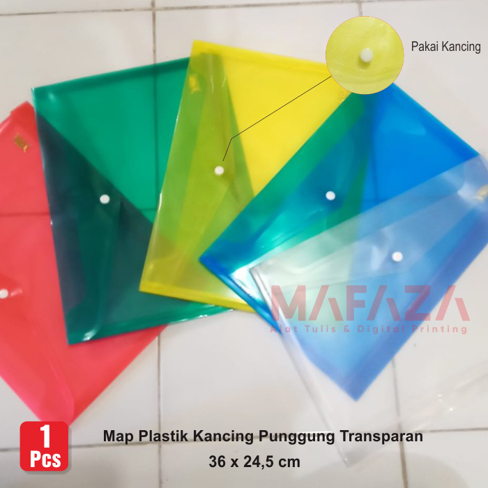 Jual 1 Pcs] Map Plastik Kancing Punggung Transparan / Map Folder Zipper ...