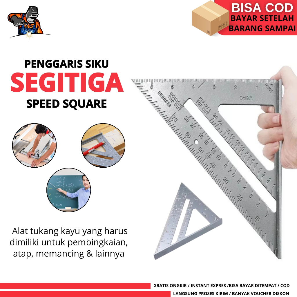 Jual Penggaris siku Segitiga 7 inci Speed Square Allumunium Alloy ...