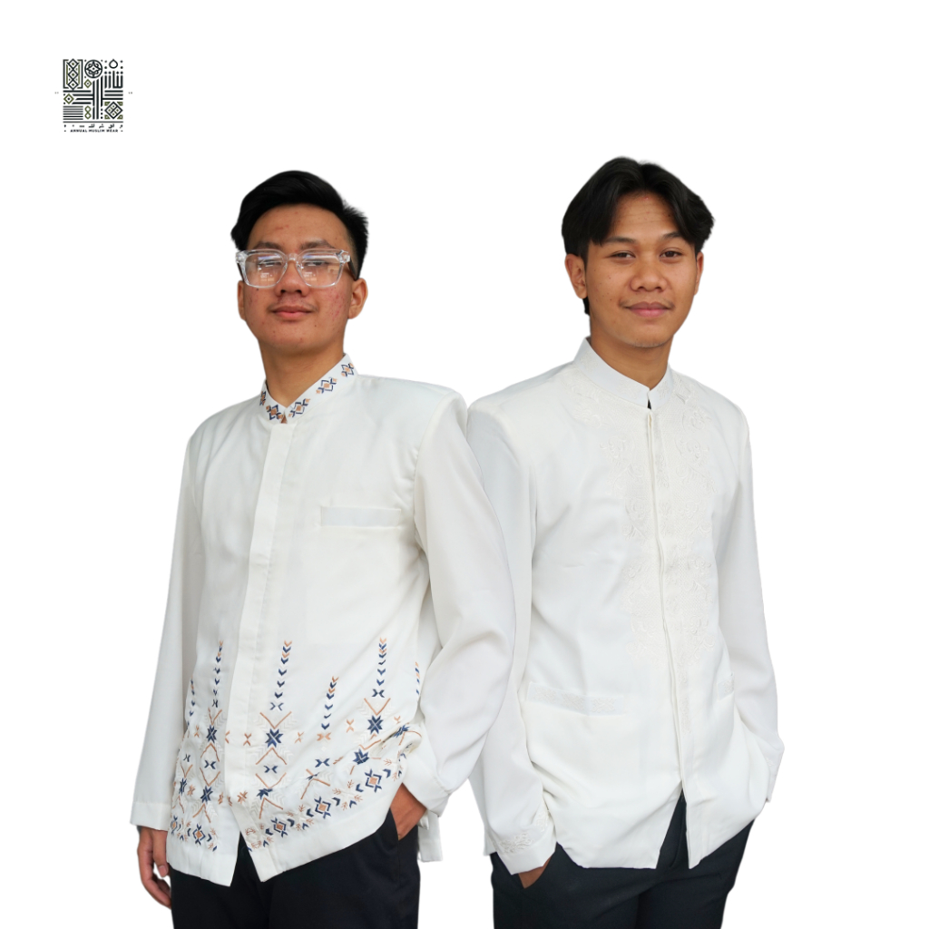 Jual Jas Koko Muslim Pria Warna Putih Bordir Elegan untuk Acara Resmi ...
