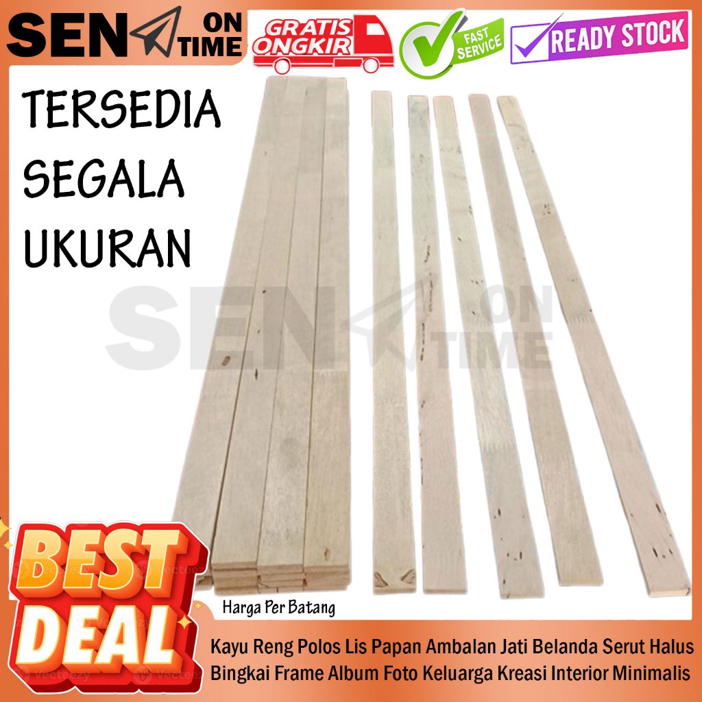 Jual Kayu Reng Lis Polos Jati Belanda Papan Ambalan Stik Serut Halus ...