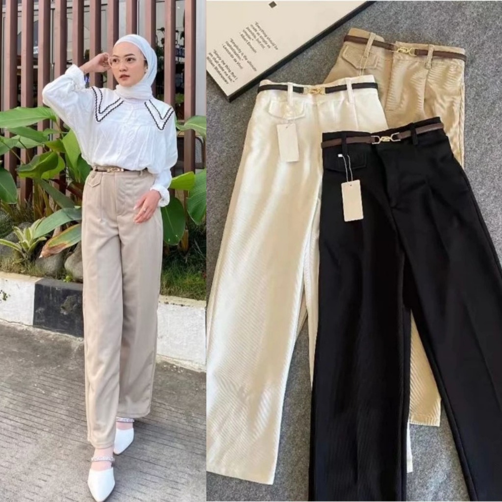 Jual Oro Pants - Celana Panjang Wanita Loose Pants Basic Knit Premium ...