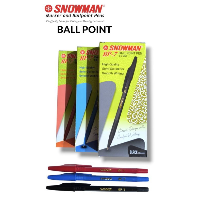 Jual BALL POINT BALL PEN SNOWMAN BP 7 (LUSIN) | Shopee Indonesia