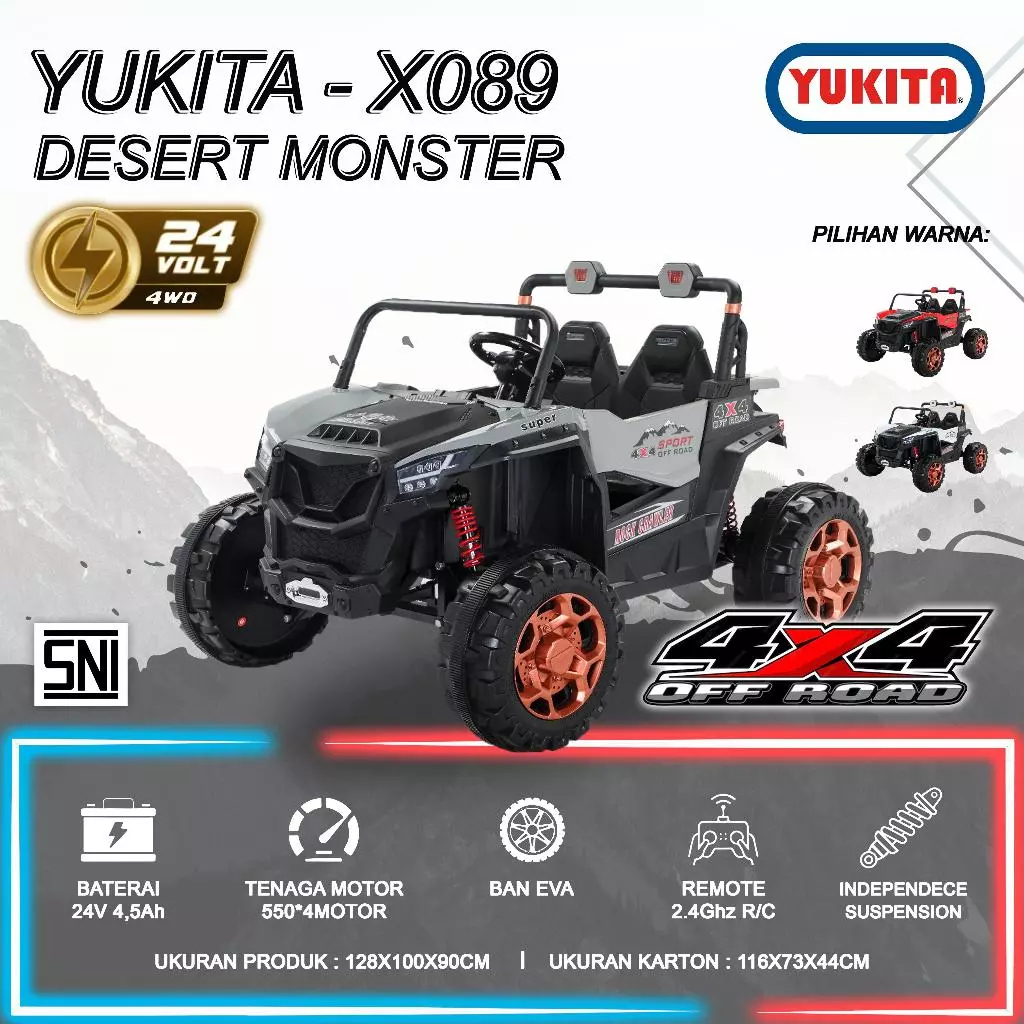 Jual Mainan Mobil Aki Mobil Remote Control Yukita X089 24VOLT Desert ...