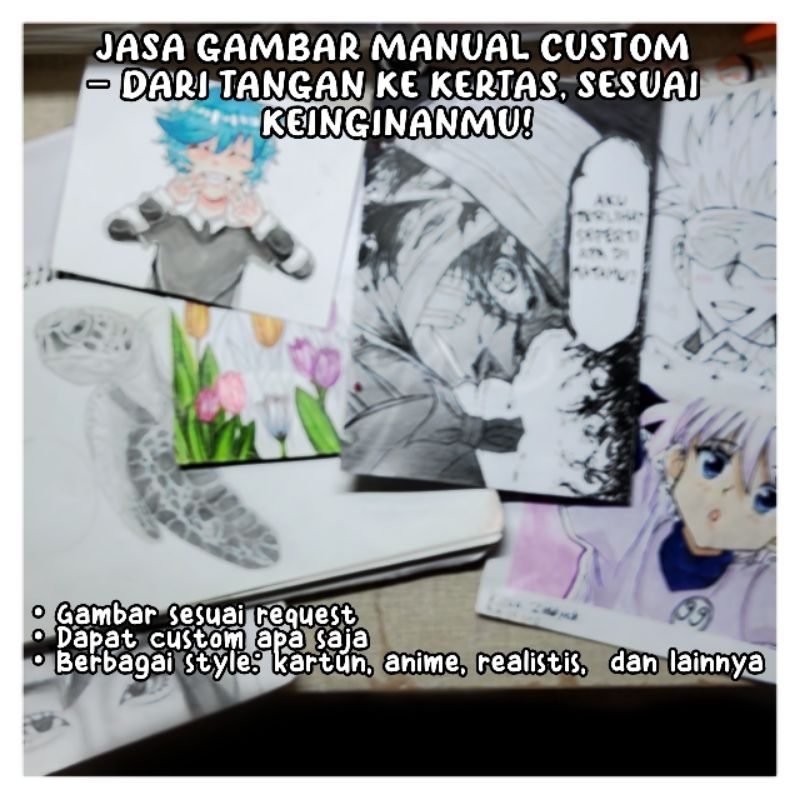 Jual Jasa Gambar Manual/Joki Menggambar – Custom Sesuai Request! (˶> ᵕ