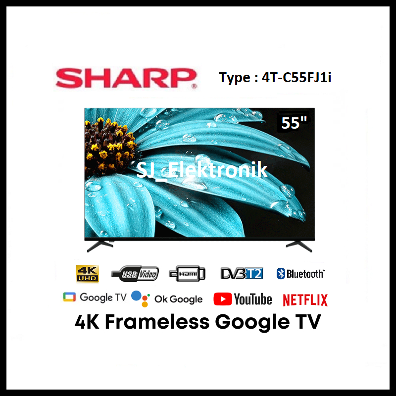 Jual Sharp 4T-C55FJ1i LED TV 55 Inch 55FJ1i Google TV UHD 4K - 55FJ1 | Shopee Indonesia
