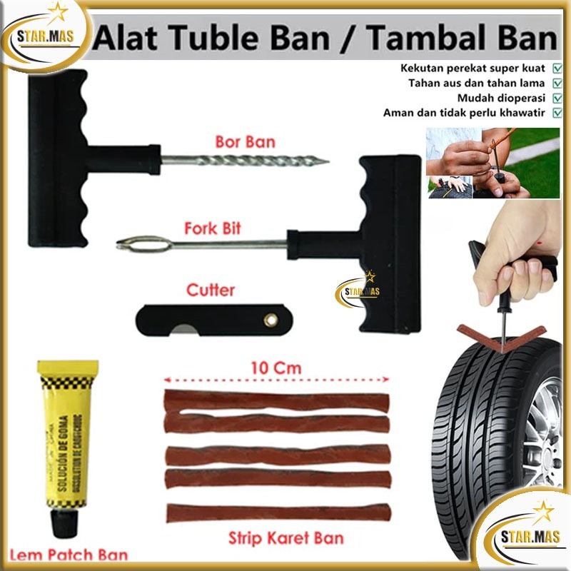 Jual Alat Tambal Ban Set 9pcs Tubles Tubeless Tembel Ban Bocor Motor ...