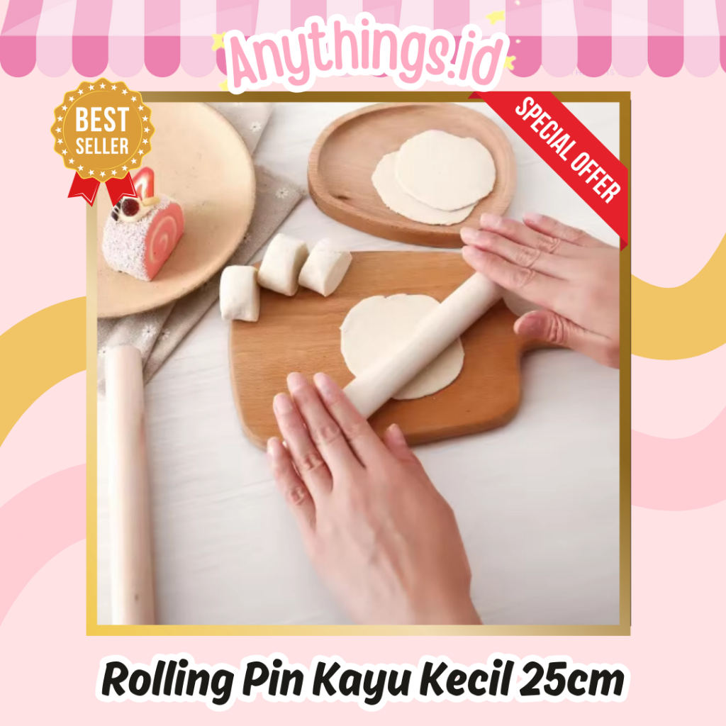 Jual Rolling Pin Kayu 25cm Rolling Pin Dumpling Cireng Alat Perata ...