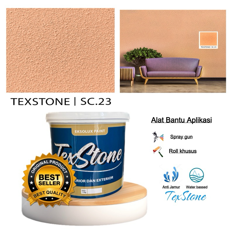 Jual TexStone Eksolux Paint-Cat tekstur kamprot kemasan 5 kg CAT DINDING EXTERIOR & INTERIOR ...