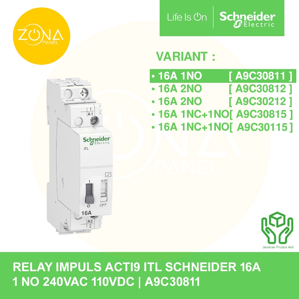 Jual RELAY IMPULS ITL SCHNEIDER 16A 1NO 240VAC 110VDC A9C30811 | Shopee ...