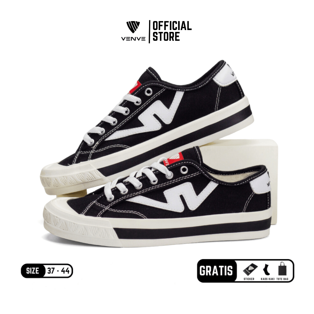Jual VENVE - Precious Black White Sepatu Sneakers Casual Pria Wanita ...
