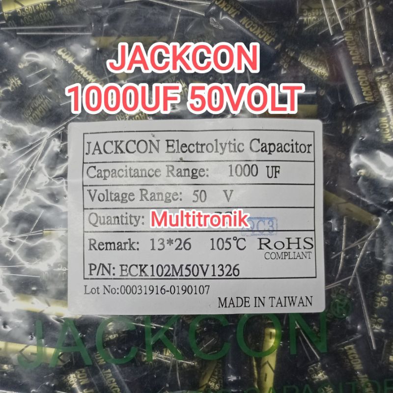 Jual Elco 1000uf 50volt jackcon elko 1000 uf 50 Volt Taiwan | Shopee ...