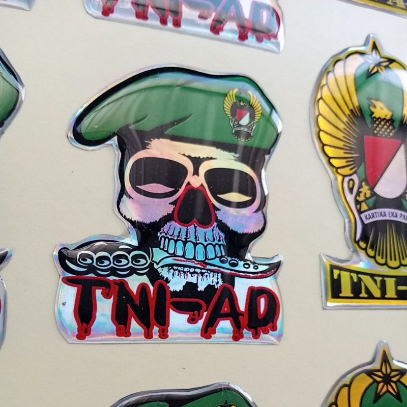 Jual stiker TNI AD TENGKORAK/stiker hologram timbul resin | Shopee ...
