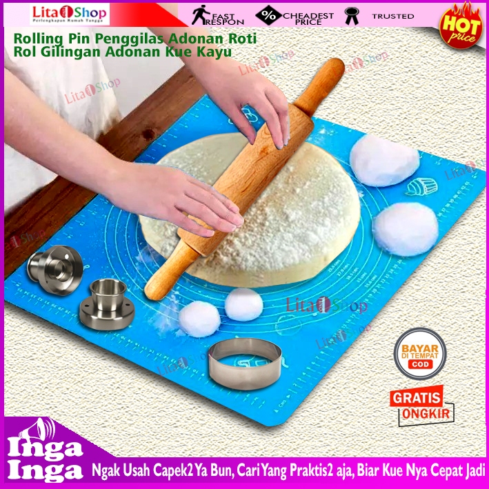 Jual Rolling Pin Penggilas Adonan Roti Rol Gilingan Adonan Kue Wooden ...