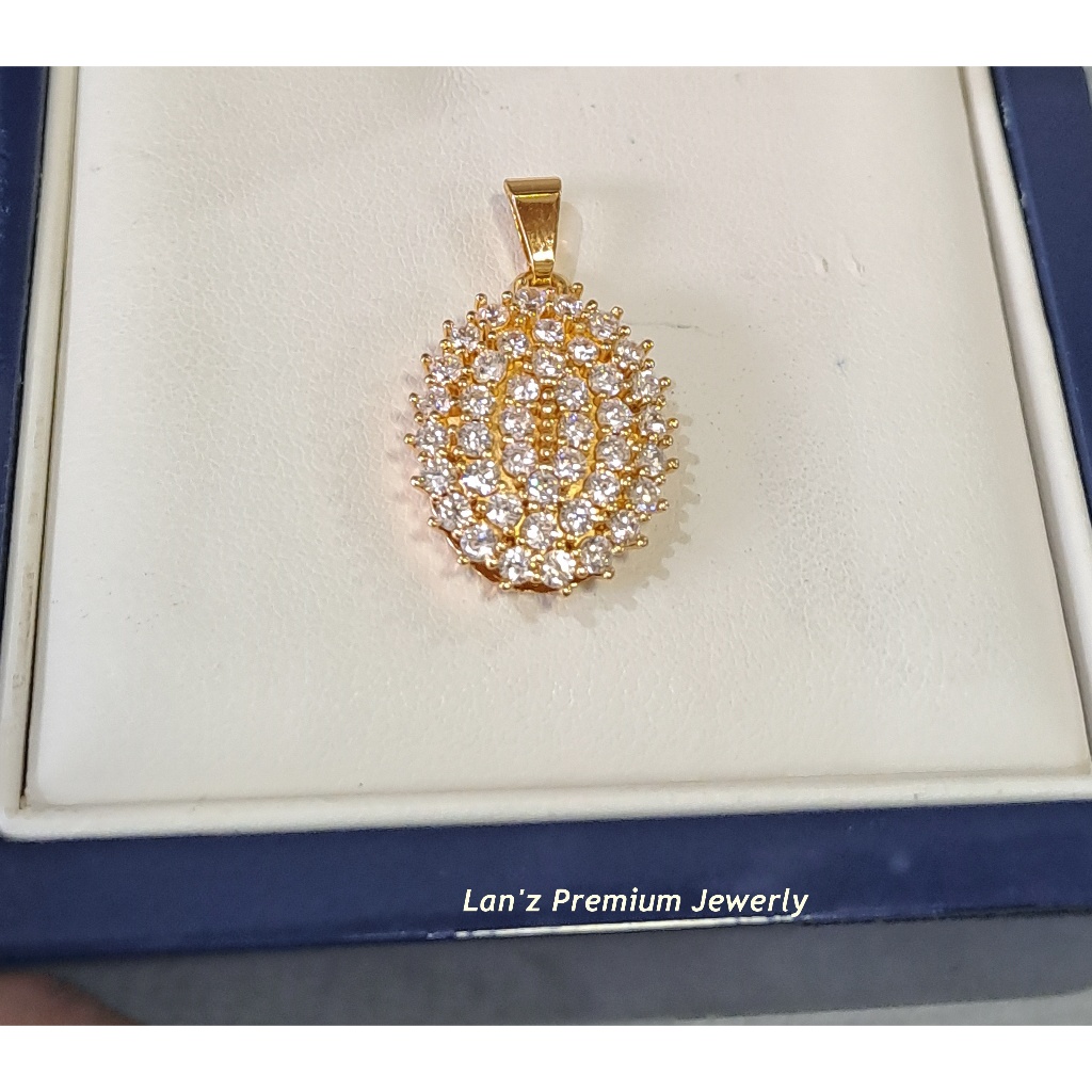Jual Liontin Cantik Oval Mini Full Kristal Titanium 22 K (Emas ...