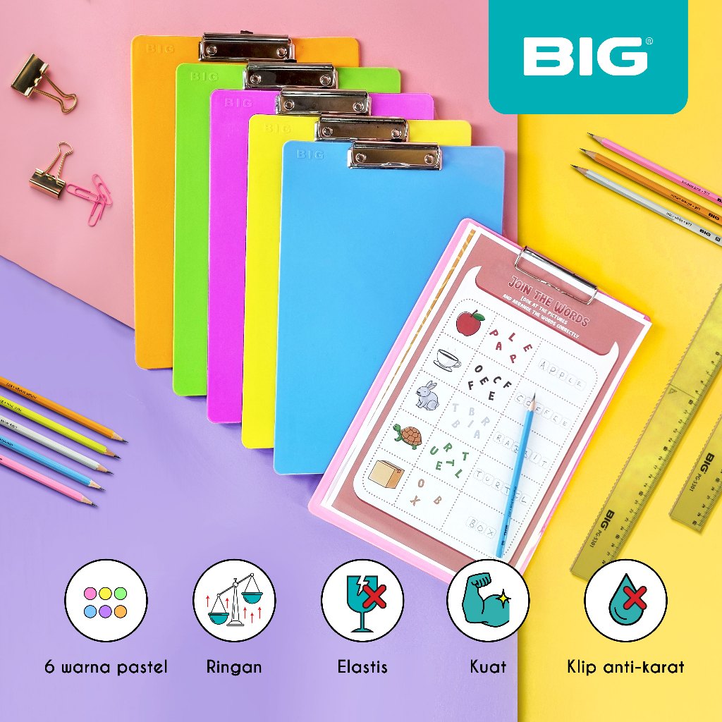 Jual BIG Clipboard Papan Jalan Papan Ujian Warna Pastel Ukuran F4 Folio ...