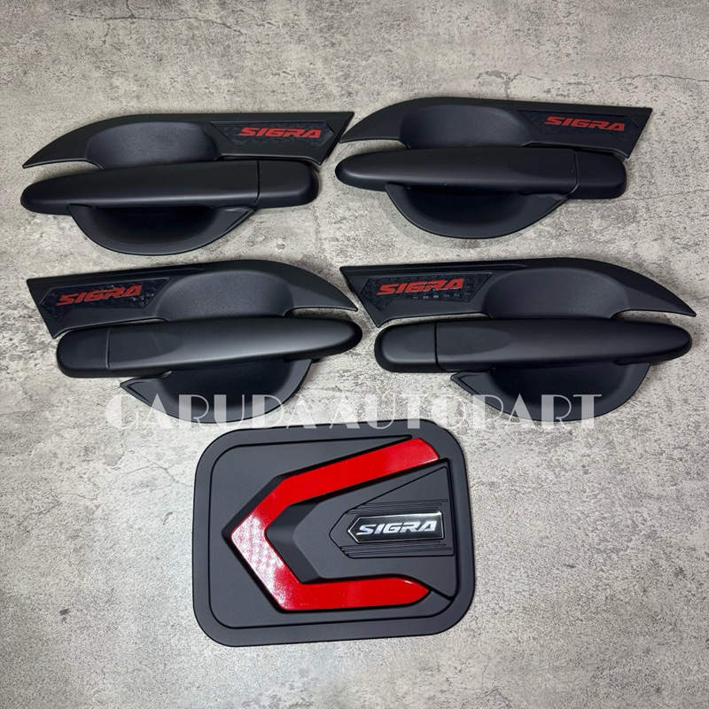 Jual Paket outer handle tank cover Sigra Hitam Doff list merah | Shopee ...
