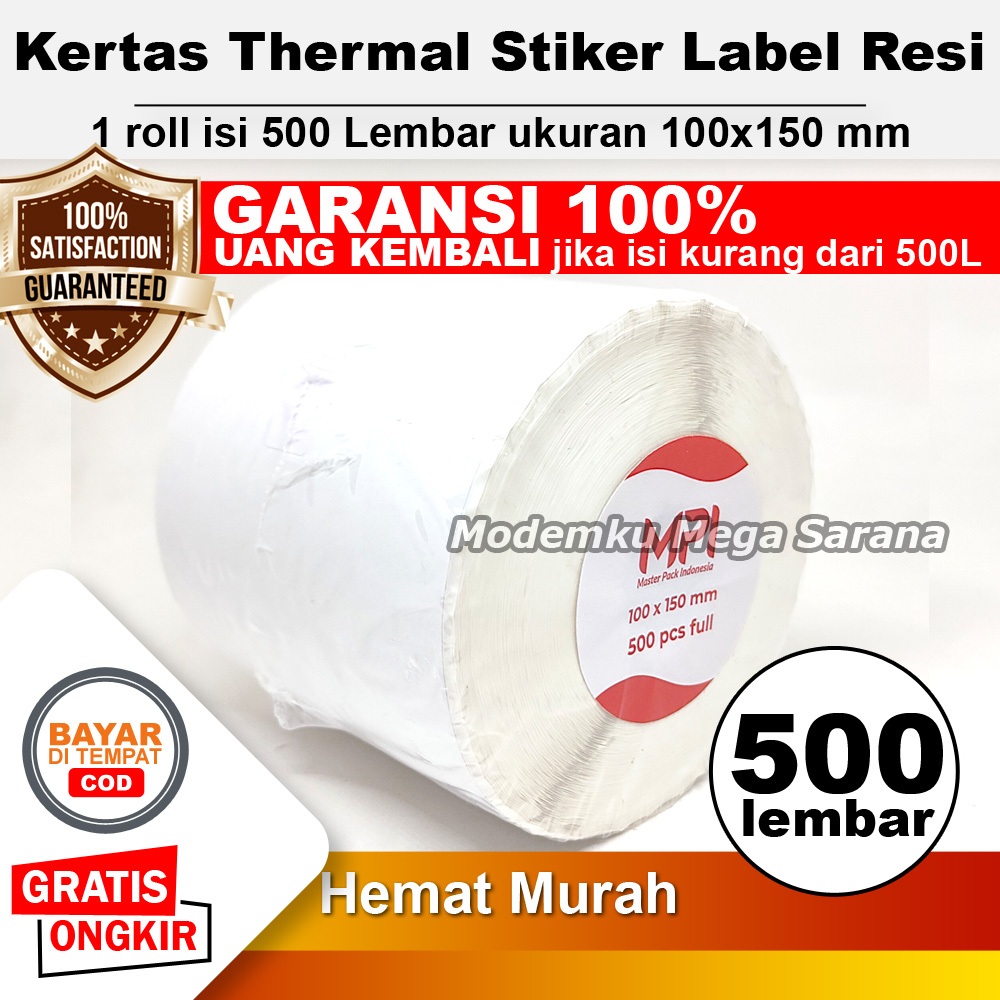 Jual 500 Lembar - Kertas Thermal Stiker Label Resi 100x150 mm Sleman ...