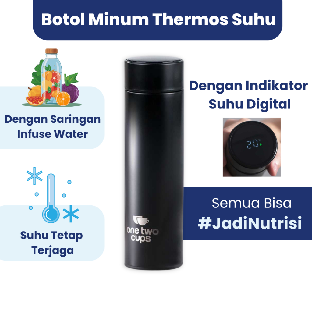 Jual Botol Termos Air Panas Tahan Lama Smart LED Indikator Suhu - Botol ...