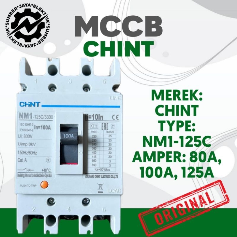 Jual MCCB BREAKER CHINT TYPE NM1-125C 80A, 100A, 125A ORIGINAL | Shopee Indonesia