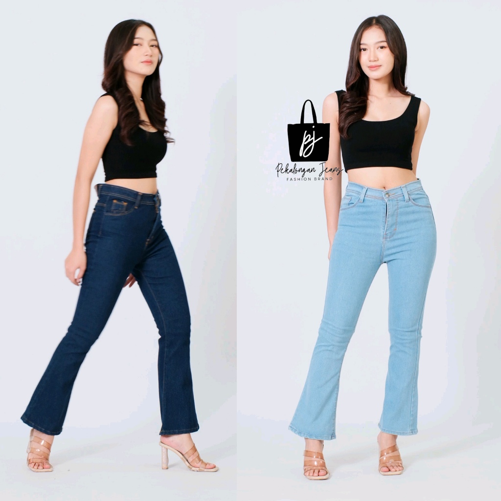 Jual HW Highwaist Celana Panjang Jeans Cutbray Wanita Stretch Denim Kekinian Hangout Terbaru ...