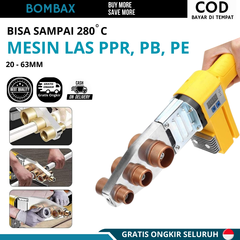 Jual Mesin Las PPR 20-63mm / Pemanas Pipa PPR / Pipe Heater Trafo Las ...