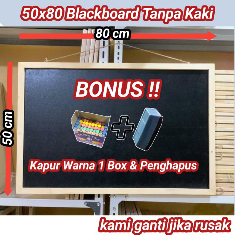 Jual Papan Tulis Kapur 50x80cm Tanpa kaki (Gratis kapur warna 1 Box ...