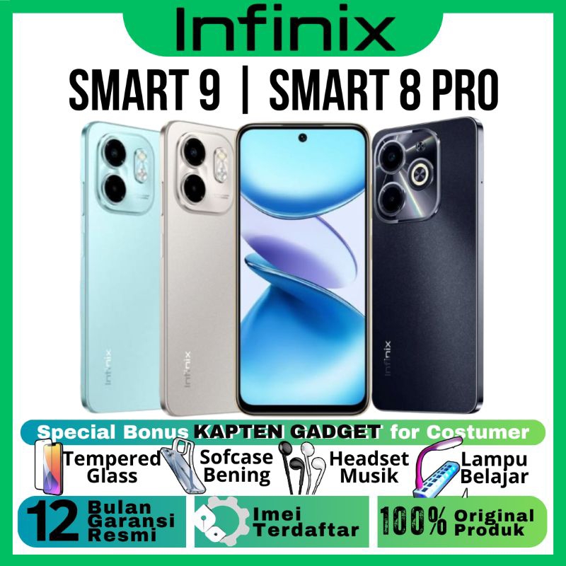 Jual INFINIX SMART 9 | SMART 8 PRO 4/64GB - 4/128GB - 8/128GB Ram Upto 16GB 100% BARU ORIGINAL ...