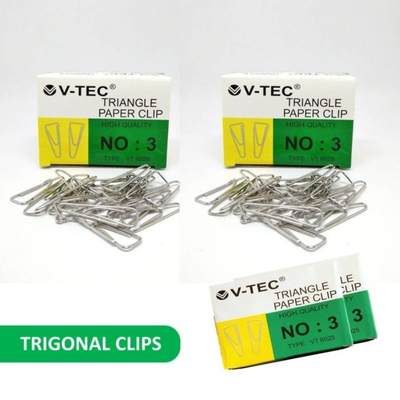 Jual (1TUBE ISI 60PCS)V-TEC PAPER CLIP TRIGONAL NO 3 | Shopee Indonesia