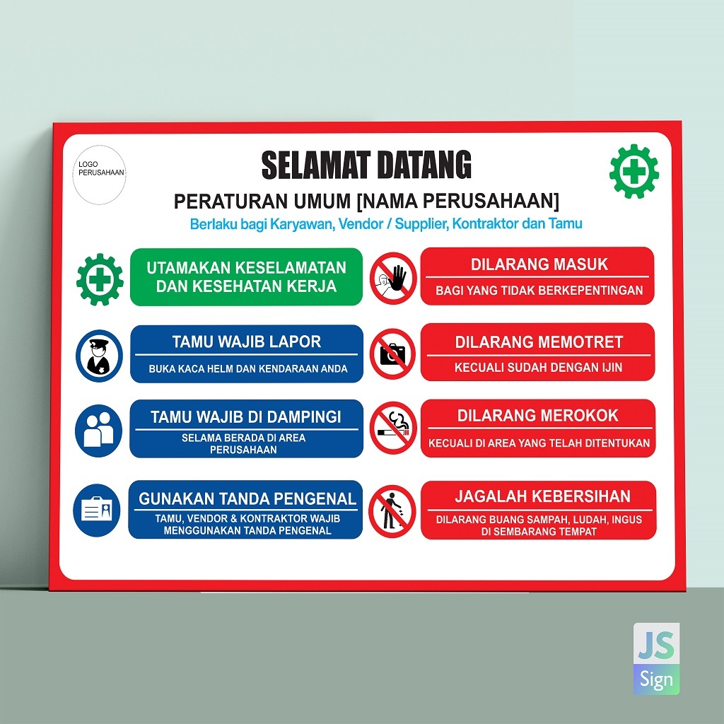 Jual SAFETYSIGN K3 - SIGNBOARD PERATURAN UMUM 120CM + PLAT 3MM | Shopee ...