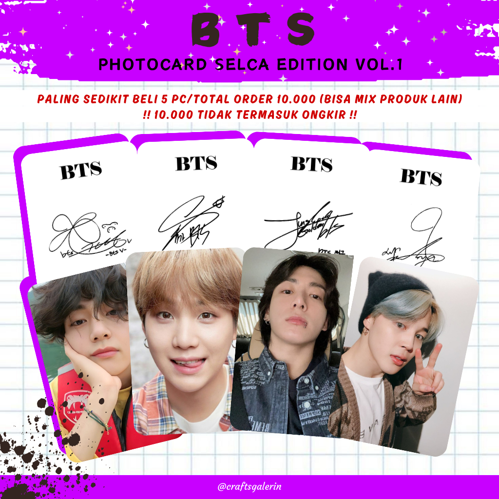 Jual (MINIMAL BELI 5) PHOTOCARD BTS SELCA EDITION UNOFF (VOL. 1) | Shopee Indonesia
