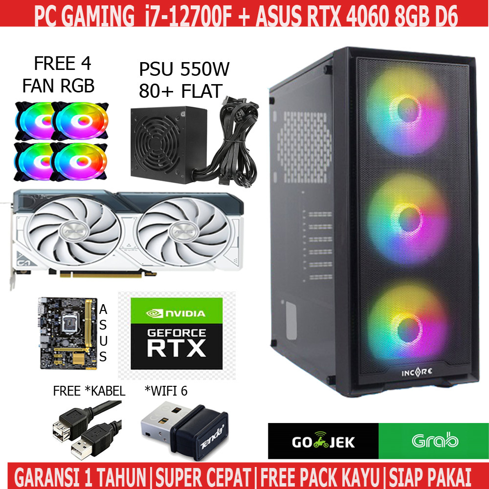 Jual CPU/PC/KOMPUTER GAMING/VIDEO i7 12700F RTX 4060 RAM 32GB / RTX ...