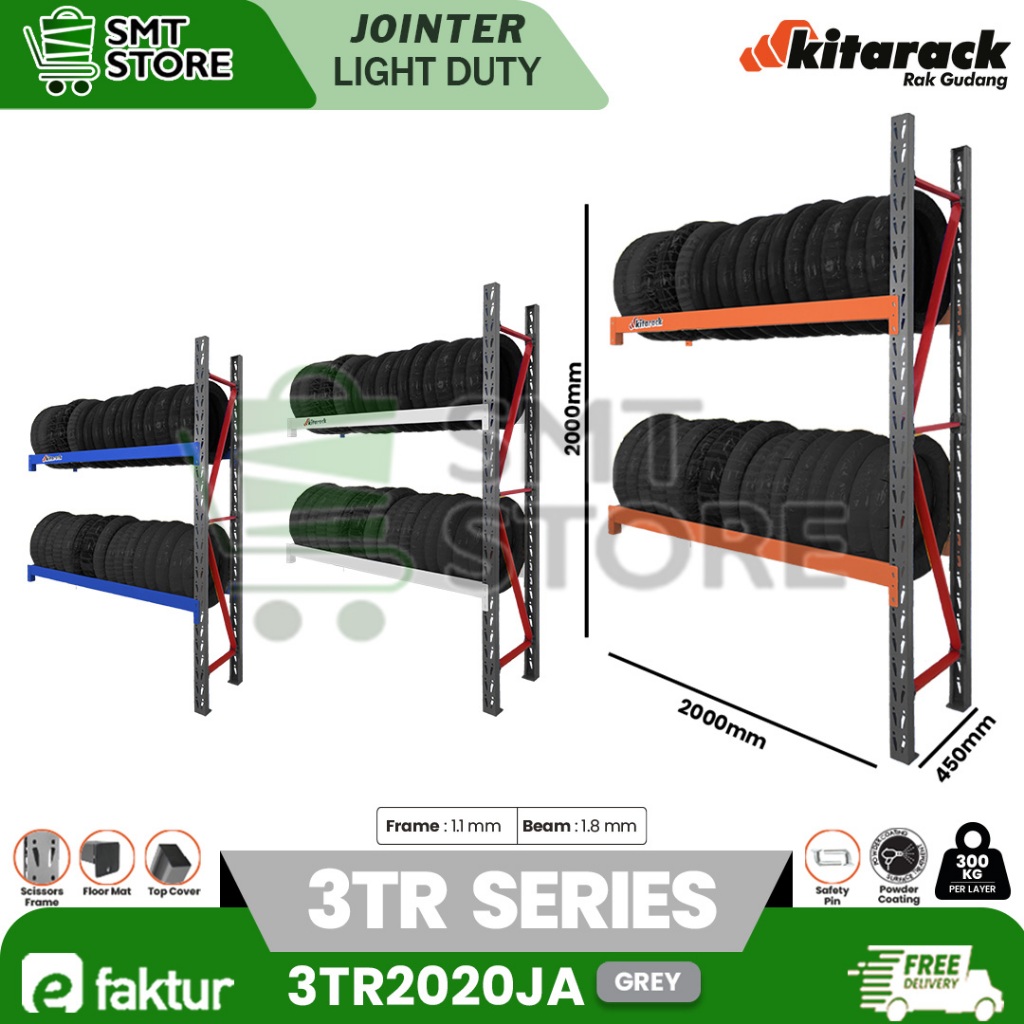 Jual KITARACK Rak Gudang 3TR2020J Tire Rack Jointer Abu Series Rak Ban ...