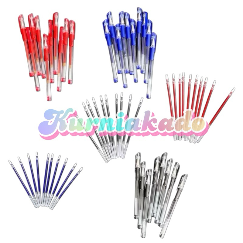 Jual Pena Gel 0.5mm Standard Pulpen Mimi Tinta Cair Pen Hitam Merah ...
