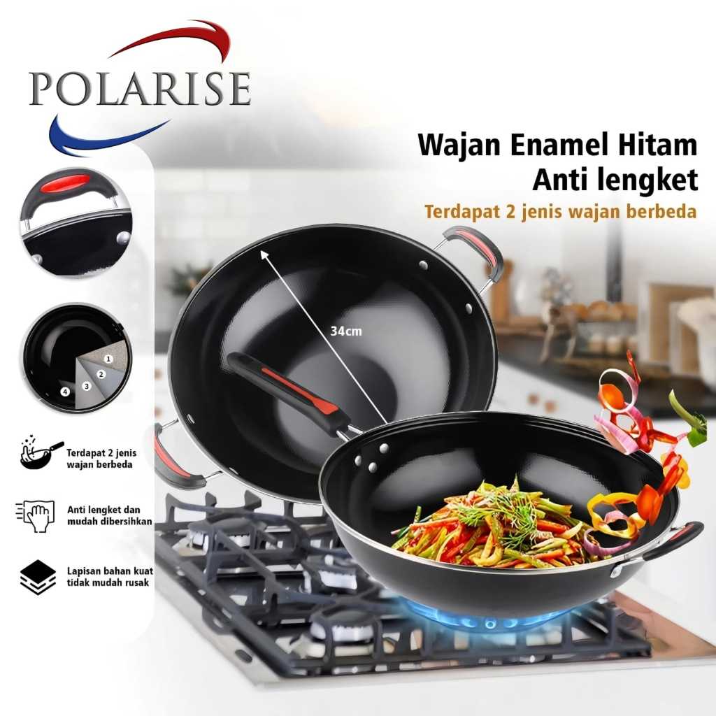 Jual Wajan Enamel Jumbo 30-40Cm Kuali Wok Penggorengan Anti Lengket ...