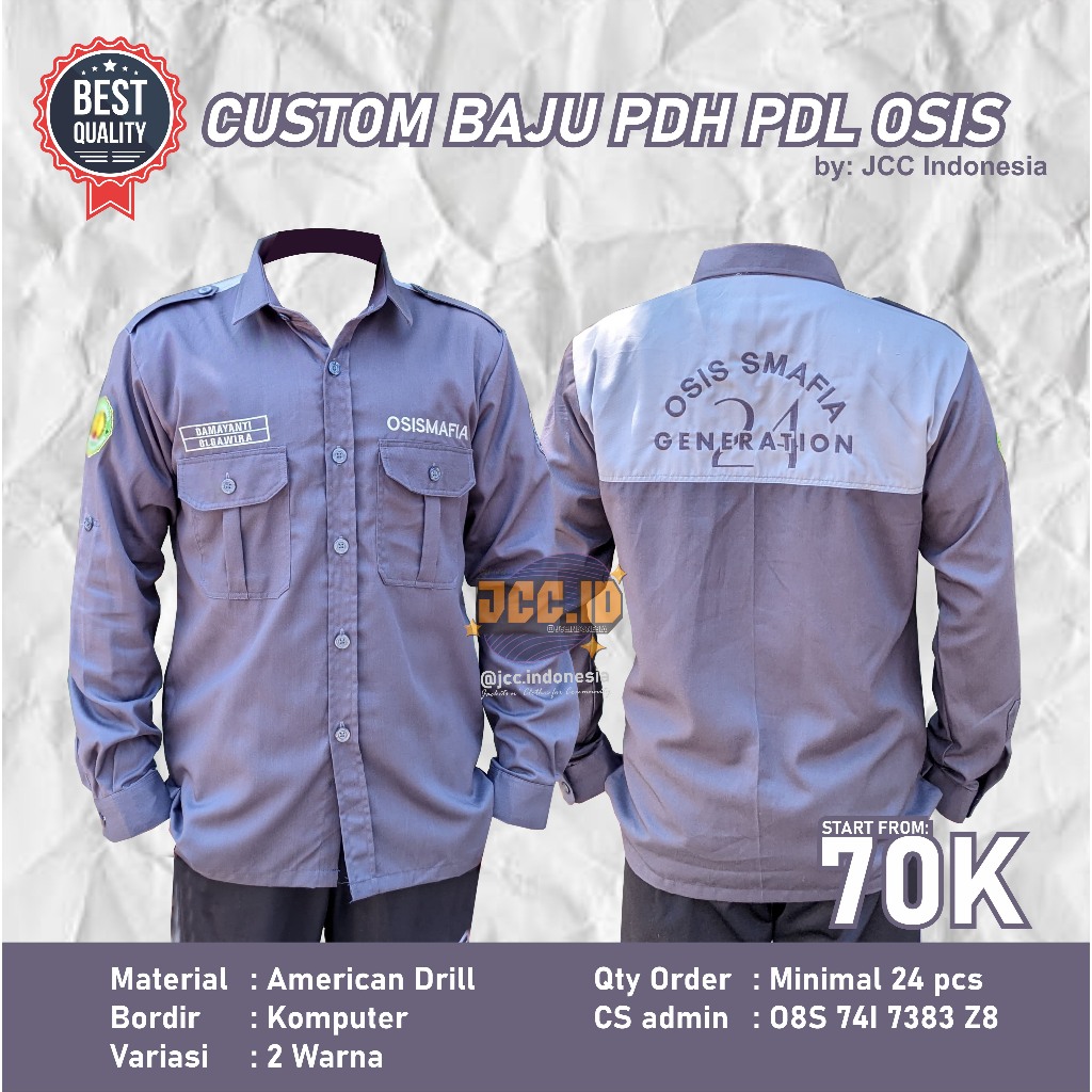 Jual Baju PDH PDL OSIS Sekolah Organisasi SMK Kuliah Custom Bordir ...