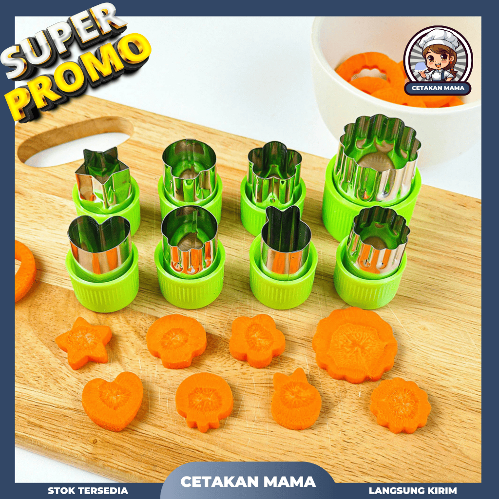 Jual 8 pcs / Set Cetakan Pemotong Sayuran Buah Biskuit Pastry Stainless ...