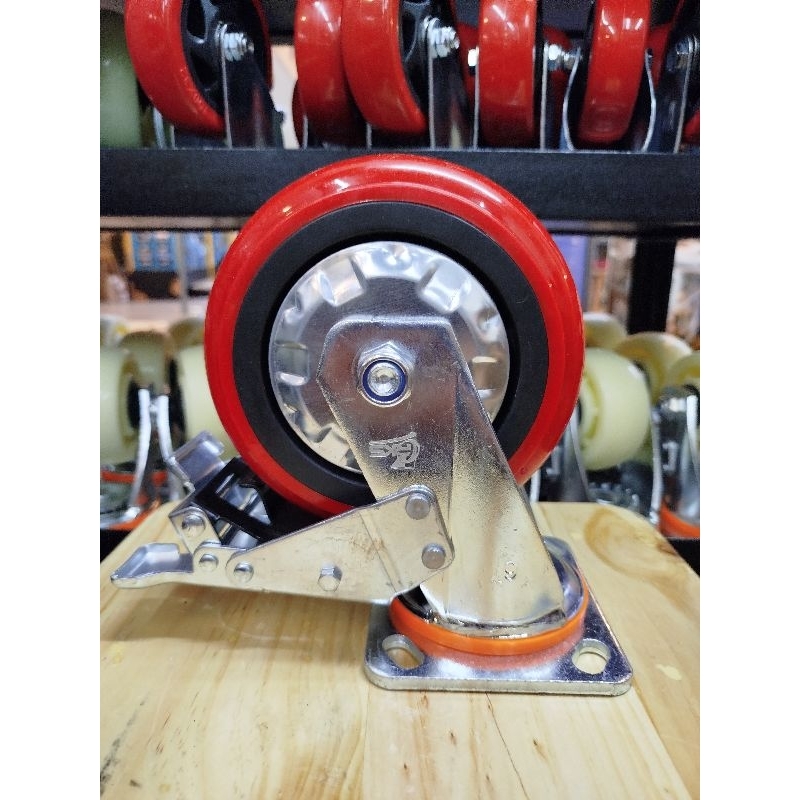 Jual RKS - RODA 6 INCHI PU MERAH HEAVY DUTY + DOUBLE BEARING CASTER ...