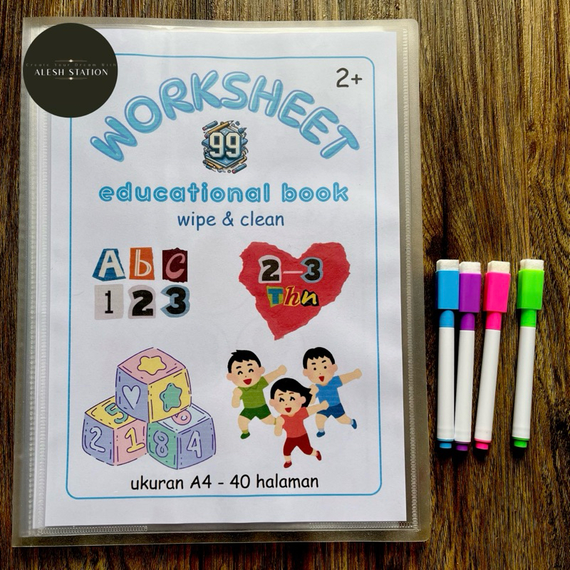 Jual [Produk Fisik] Worksheet Buku edukasi anak 2 -3 Tahun free spidol ...