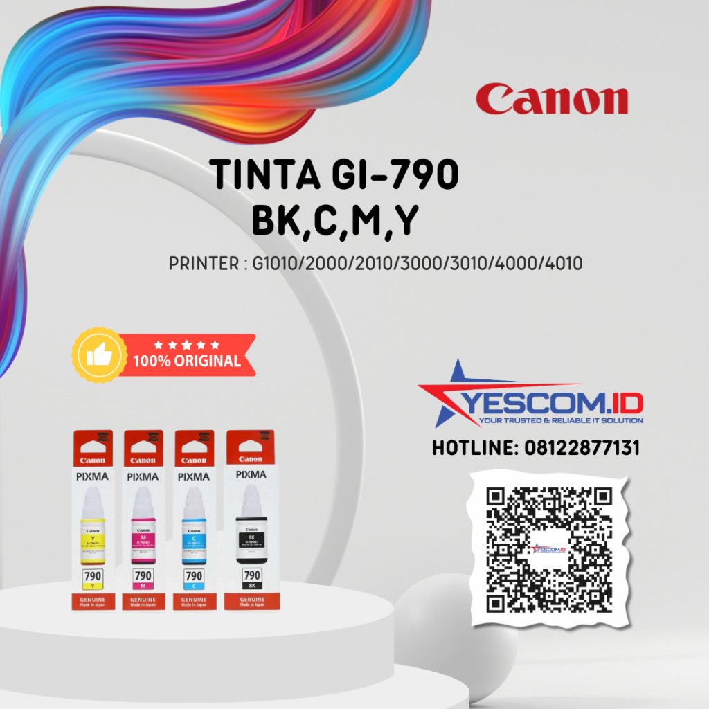 Jual Tinta Canon 790 (GI-790) Original (Black, Cyan, Magenta, Yellow ...